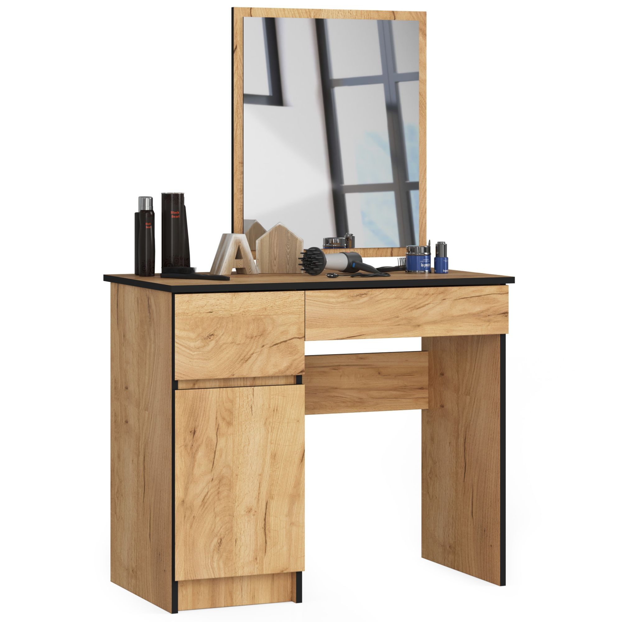 Toaletka kosmetyczna P-2 90 cm lewa z lustrem 50x60 cm 2 szuflady do ... Toaletka kosmetyczna P-2 90 cm lewa z lustrem 50x60 cm 2 szuflady do ...